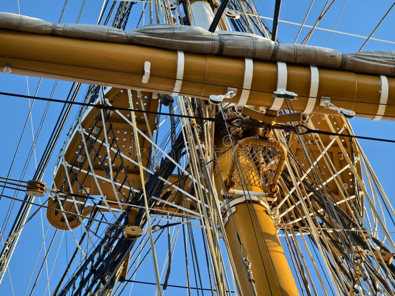 Ropes Stretched Across the Masts of an Old Ship Stock Photo - Image of ...