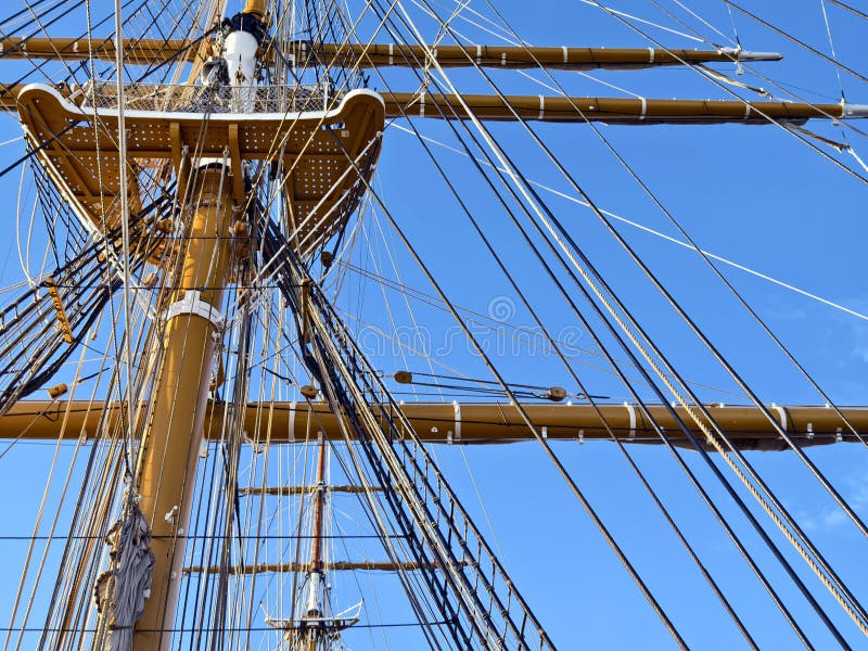Ropes Stretched Across the Masts of an Old Ship Stock Photo - Image of ...