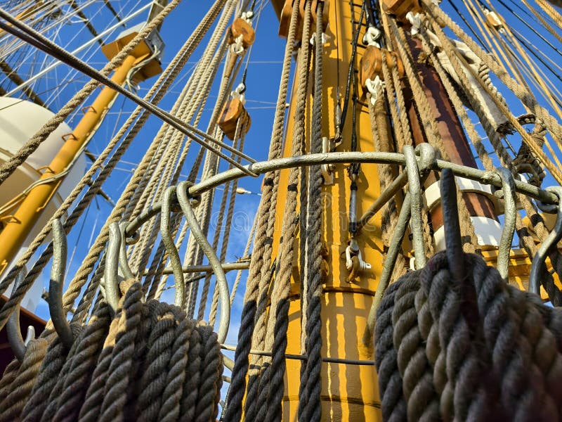 Ropes Stretched Across the Masts of an Old Ship Stock Photo - Image of ...