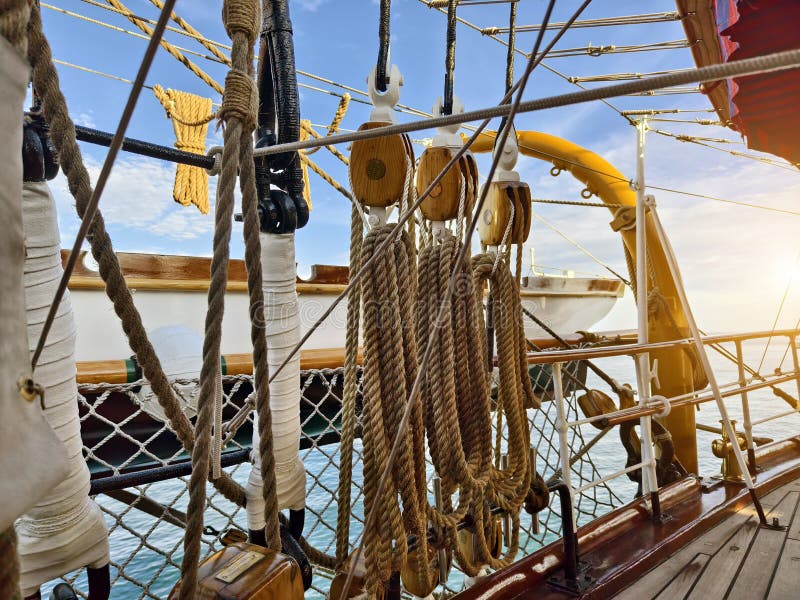 Ropes Stretched Across the Masts of an Old Ship Stock Photo - Image of ...