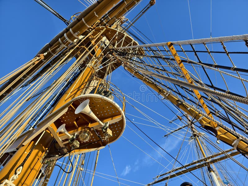 Ropes Stretched Across the Masts of an Old Ship Stock Photo - Image of ...