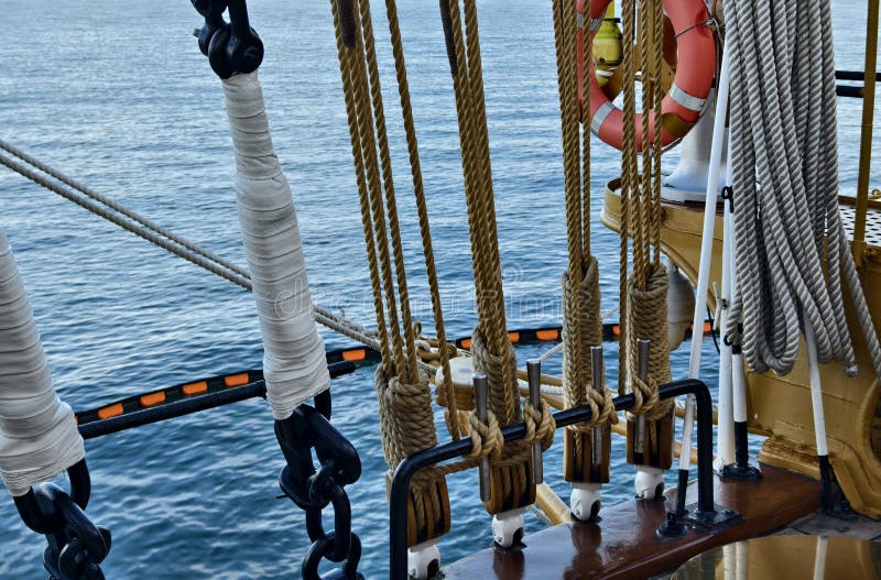 Ropes Stretched Across the Masts of an Old Ship Stock Image - Image of ...