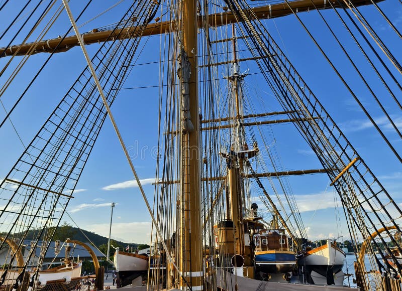 Ropes Stretched Across the Masts of an Old Ship Stock Image - Image of ...