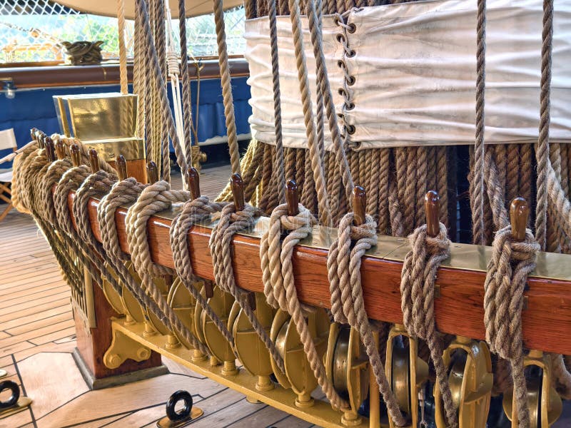Ropes Stretched Across the Masts of an Old Ship Stock Image - Image of ...