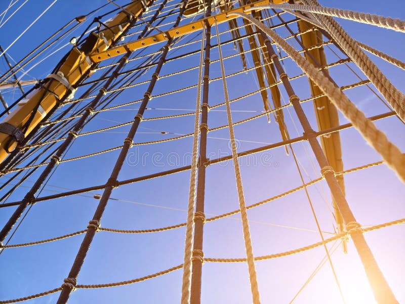 Ropes Stretched Across the Masts of an Old Ship Stock Photo - Image of ...