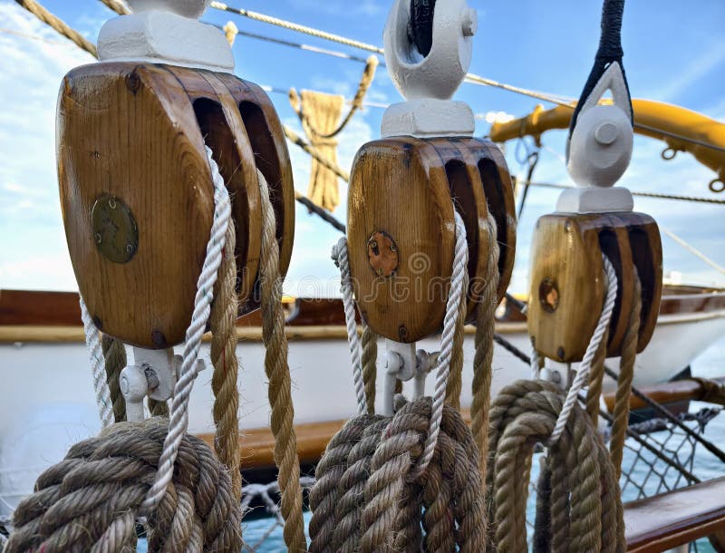 Ropes Stretched Across the Masts of an Old Ship Stock Image - Image of ...