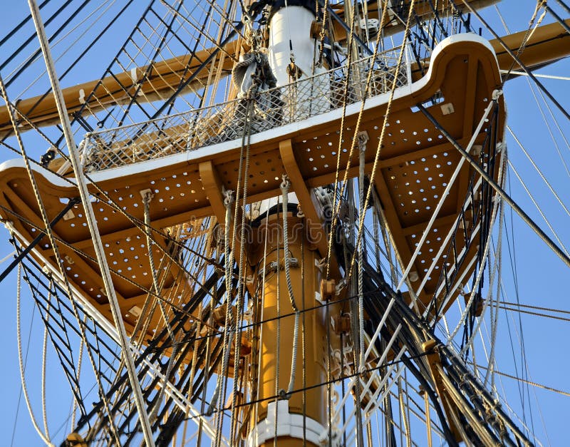 Ropes Stretched Across the Masts of an Old Ship Stock Image - Image of ...