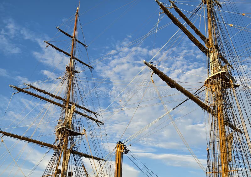 Ropes Stretched Across the Masts of an Old Ship Stock Photo - Image of ...