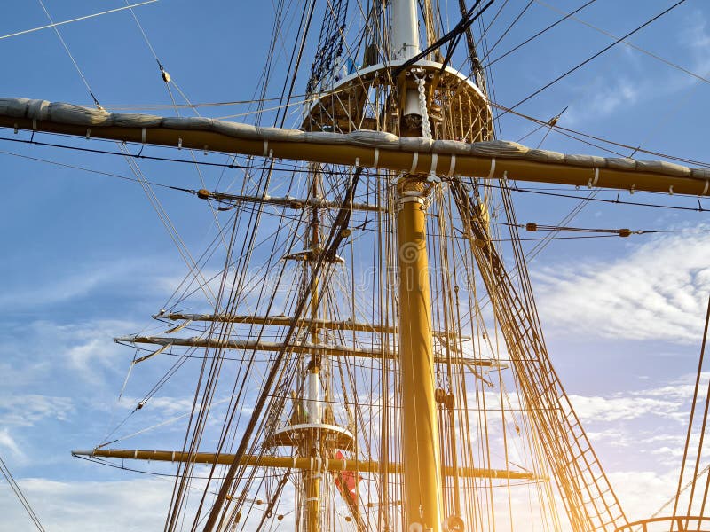 Ropes Stretched Across the Masts of an Old Ship Stock Photo - Image of ...
