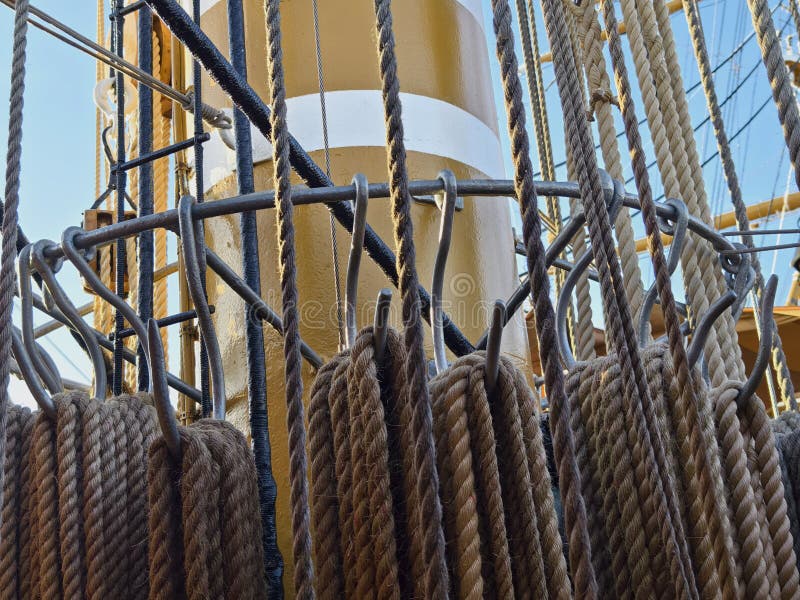 Ropes Stretched Across the Masts of an Old Ship Stock Photo - Image of ...