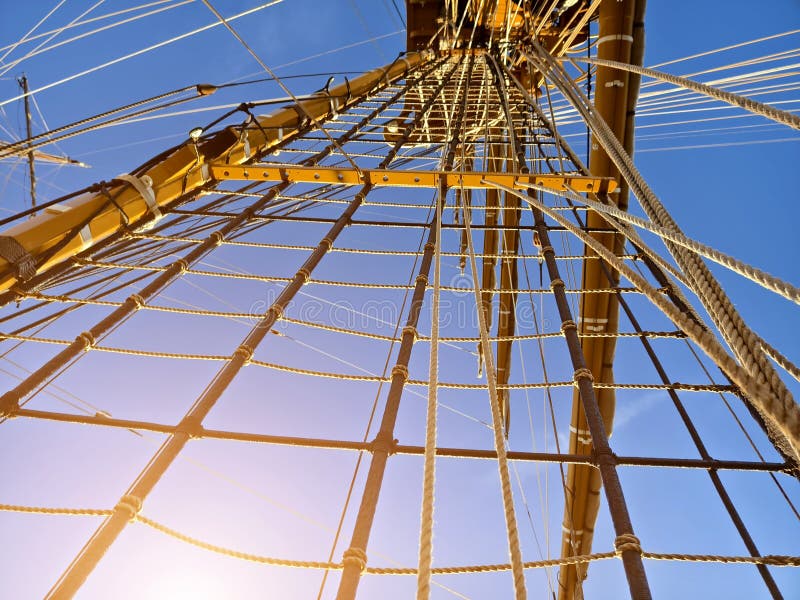Ropes Stretched Across the Masts of an Old Ship Stock Image - Image of ...
