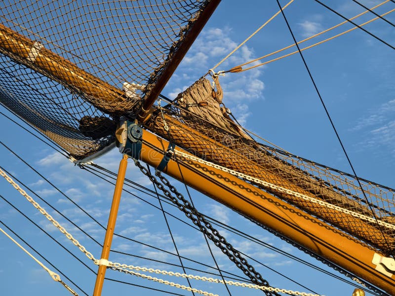 Ropes Stretched Across the Masts of an Old Ship Stock Photo - Image of ...
