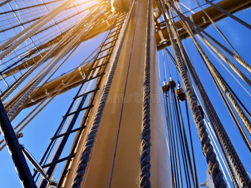 Ropes Stretched Across the Masts of an Old Ship Stock Photo - Image of ...