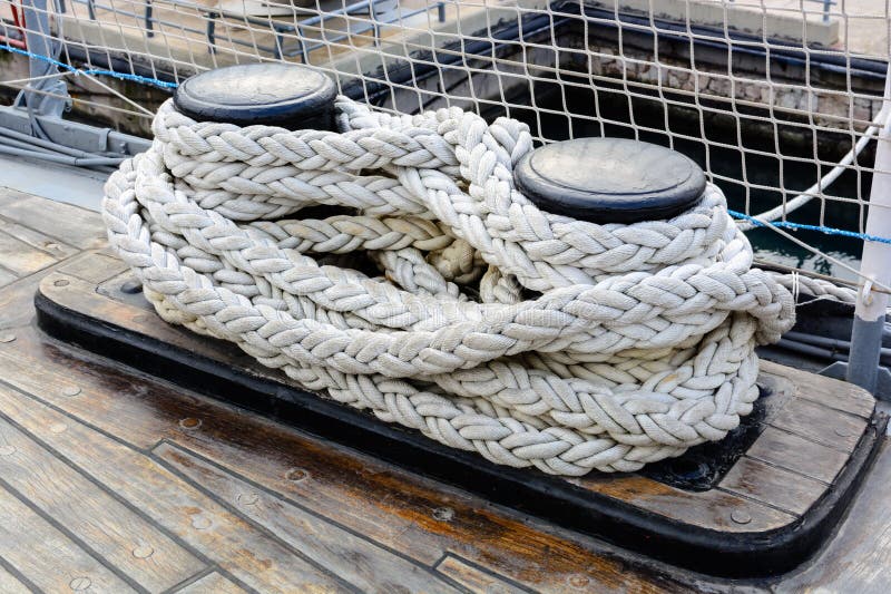 Ropes Tied To the Straps of a Ship Stock Image - Image of lines, greece ...