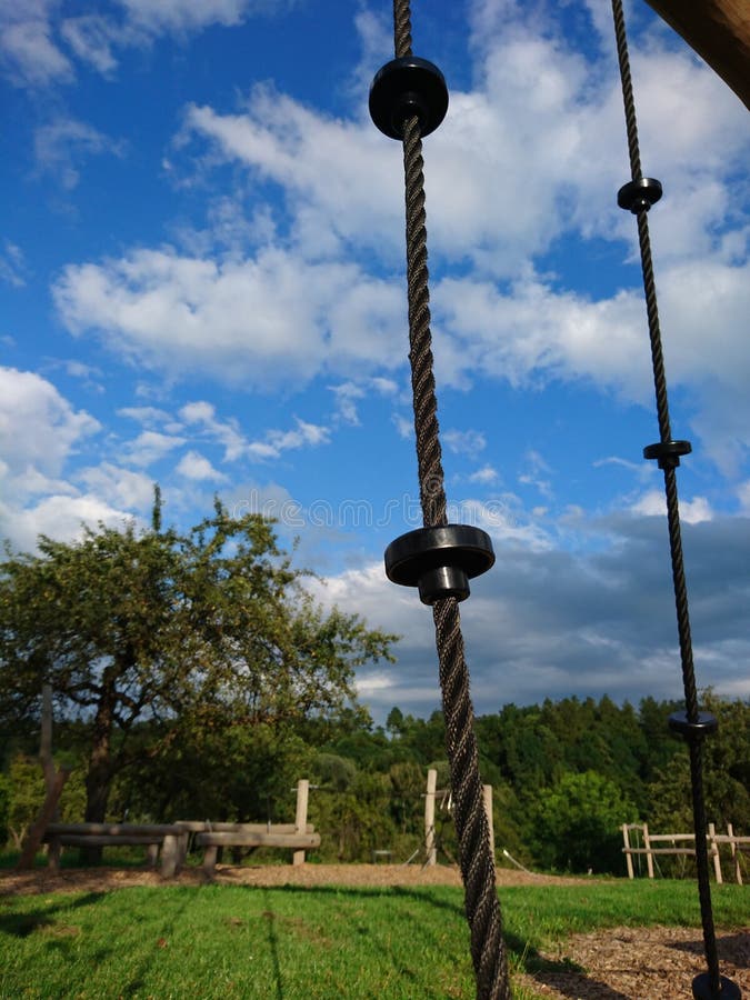 Ropes to the sky stock photo. Image of strong, leads - 98255832