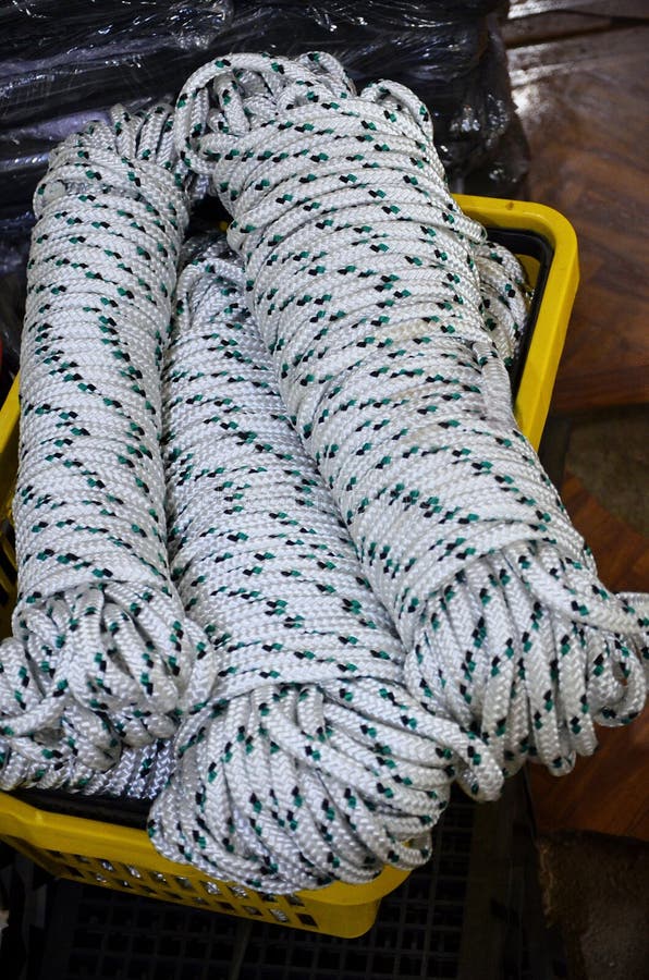 Ropes in the Yellow Box on the Floor Stock Photo - Image of container ...