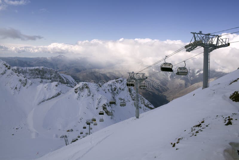 Ropeway stock image. Image of blue, snow, mountain, snowboarding - 28870415