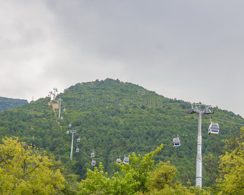 Ropeway Cabins on the Mountain Stock Photo - Image of outdoor, cableway ...