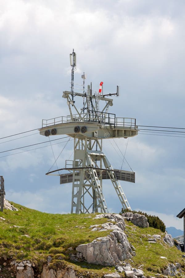 Ropeway cable tower stock image. Image of obertraun, chairlift - 57864167