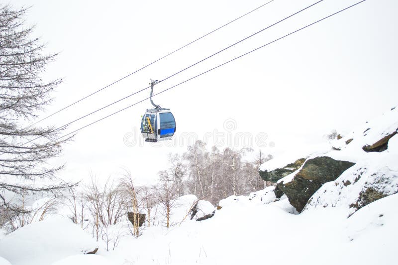 Ropeway in the mountains stock image. Image of ropeway - 28637319