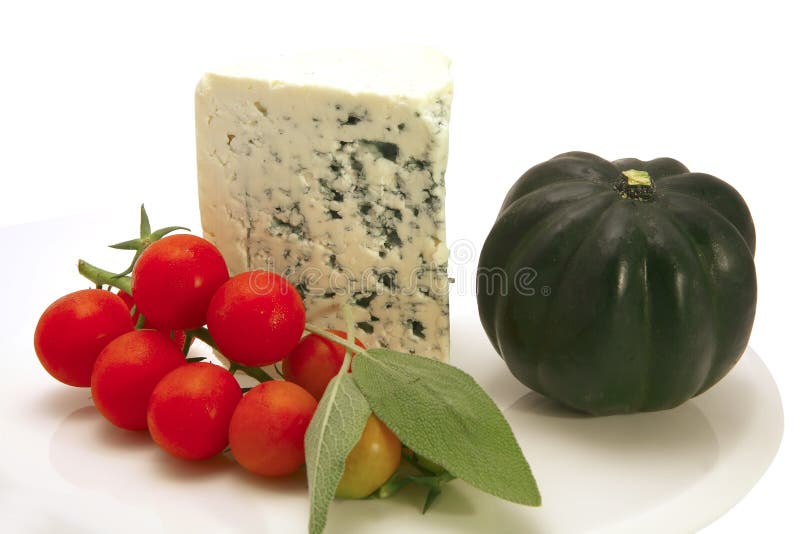 Roquefort Cheese Triangle with Cherry Tomato Stock Image - Image of ...