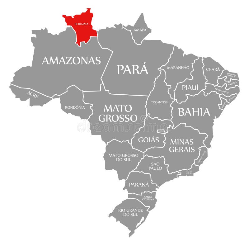 Roraima Red Highlighted in Map of Brazil Stock Illustration ...