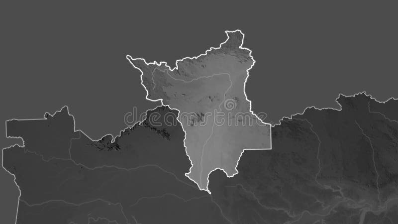 Roraima - State of Brazil, Extruded. Grayscale Stock Footage - Video of ...