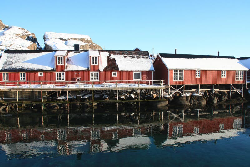 Two Old Traditional Rorbu with Grass on the Roof Stock Photo - Image of ...