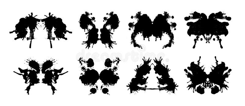 Rorschach Test Inkblots Set Isolated on White Stock Vector ...