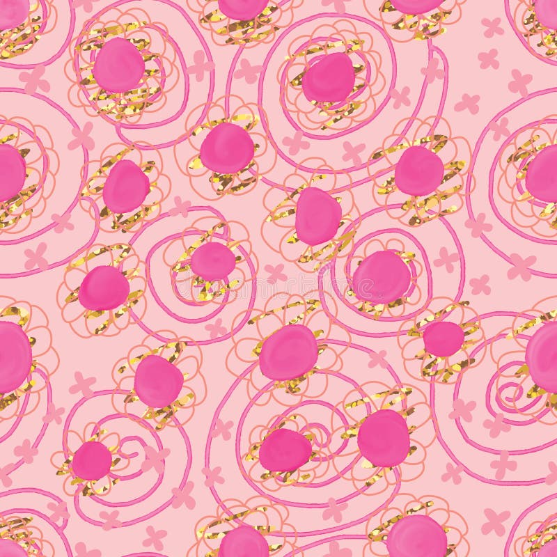 Rosa Aquarellpunkt, Der Nahtloses Muster Zeichnet Vektor Abbildung ...