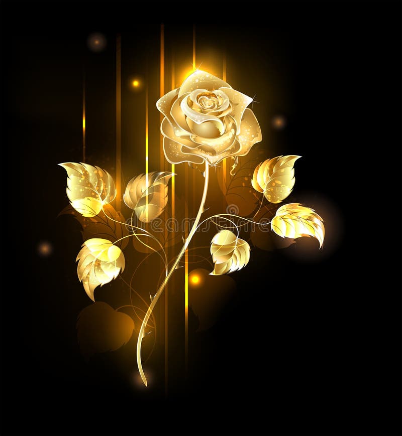 Rosa dourada ilustração do vetor. Ilustração de presente - 44619198