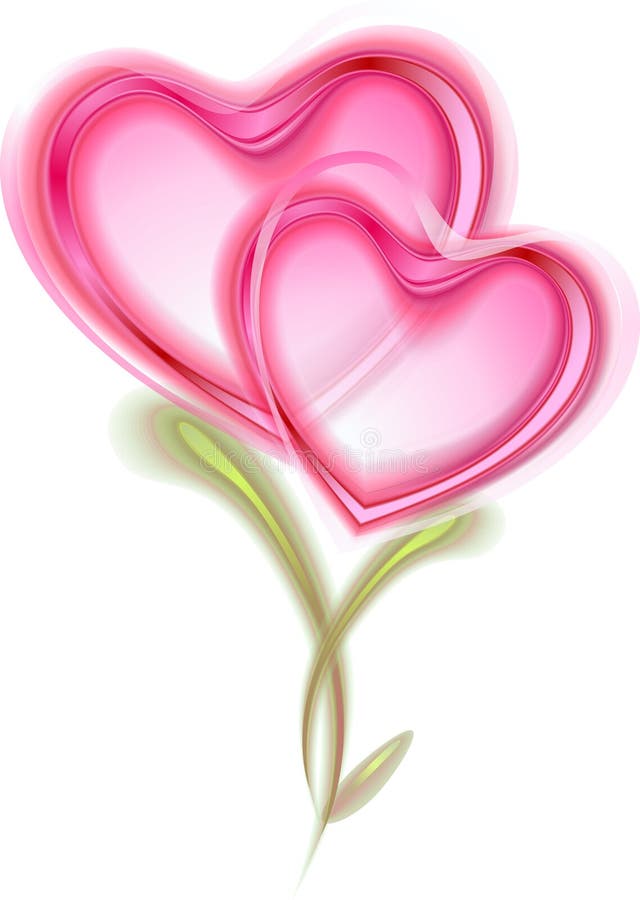 Rosa Herz mit Stiel stock abbildung. Illustration von vektor - 271120405