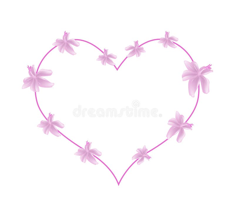 Rosa Urena-Lobata-Blumen in Einer Herz-Form Vektor Abbildung ...