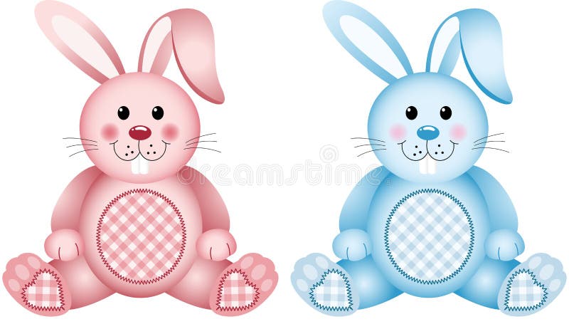 Rosa Y Azul Del Conejito Del Bebé Ilustración del Vector - Ilustración ...
