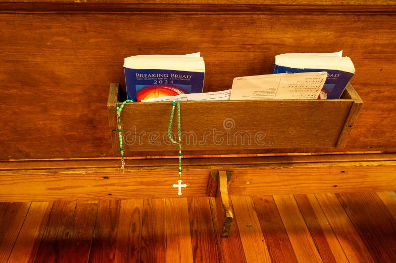 Rosary on Back of Pew stock image. Image of religion - 342689329