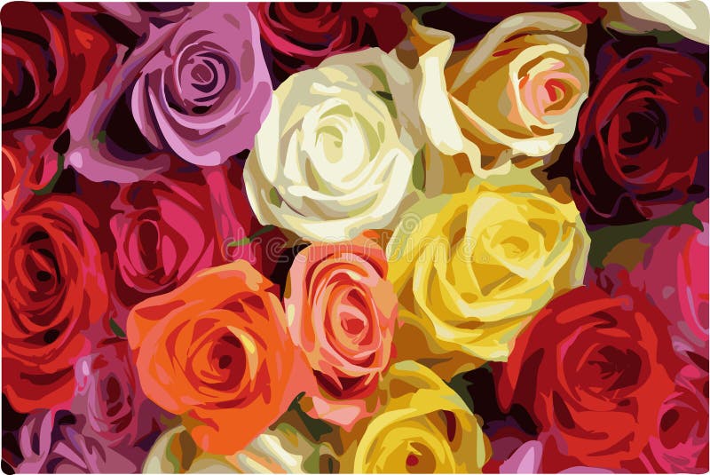 Rosas coloridas ilustración del vector. Ilustración de flora - 4973642