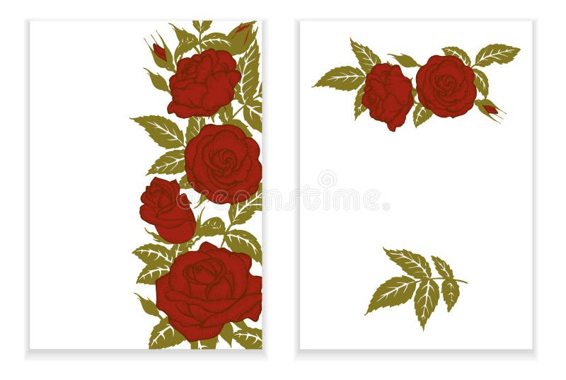 Rosas Vermelhas, Molde Do Convite Ilustração do Vetor - Ilustração de ...