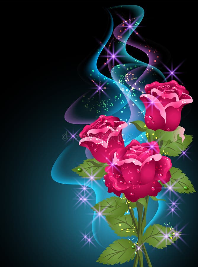 Rosas y estrellas ilustración del vector. Ilustración de contexto ...