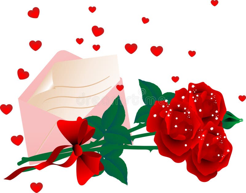 Rosas y sobre ilustración del vector. Ilustración de valentina - 7542539