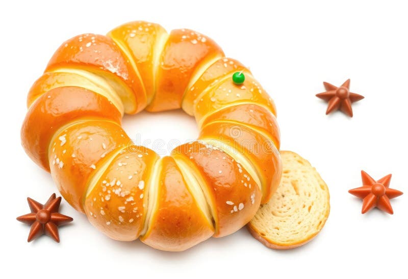 Rosca De Reyes, Mexican Three Kings Bread, Isolated Stock Illustration ...