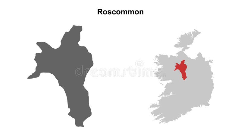Roscommon outline map stock vector. Illustration of republic - 378870308