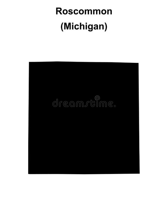 Roscommon outline map stock vector. Illustration of boundary - 361609100