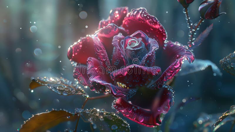 The Rose Against a Blue Background Stock Illustration - Illustration of ...