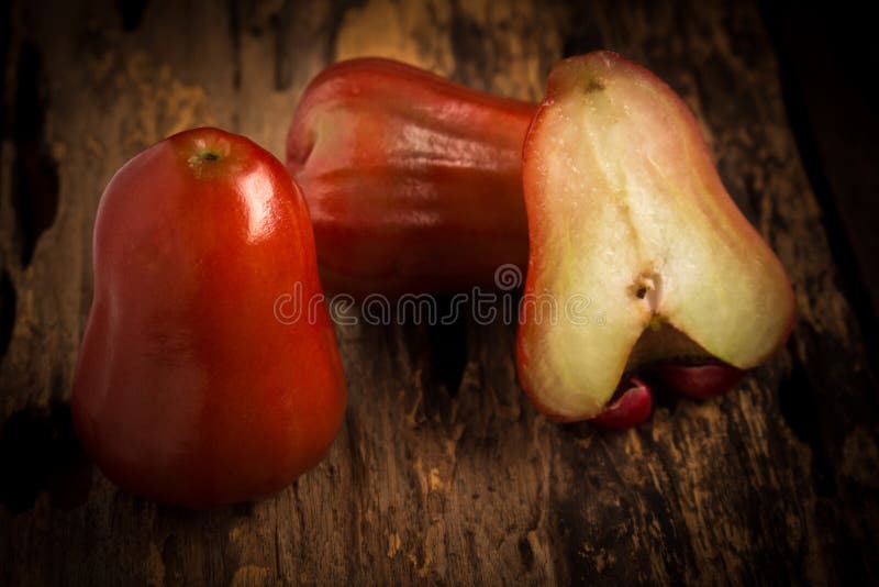 Rose Apple on Wood. Dark. Night Stock Photo - Image of ripe, diet ...