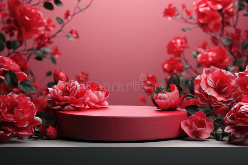 Rose Background with a Podium Backdrop for Product Presentation ...