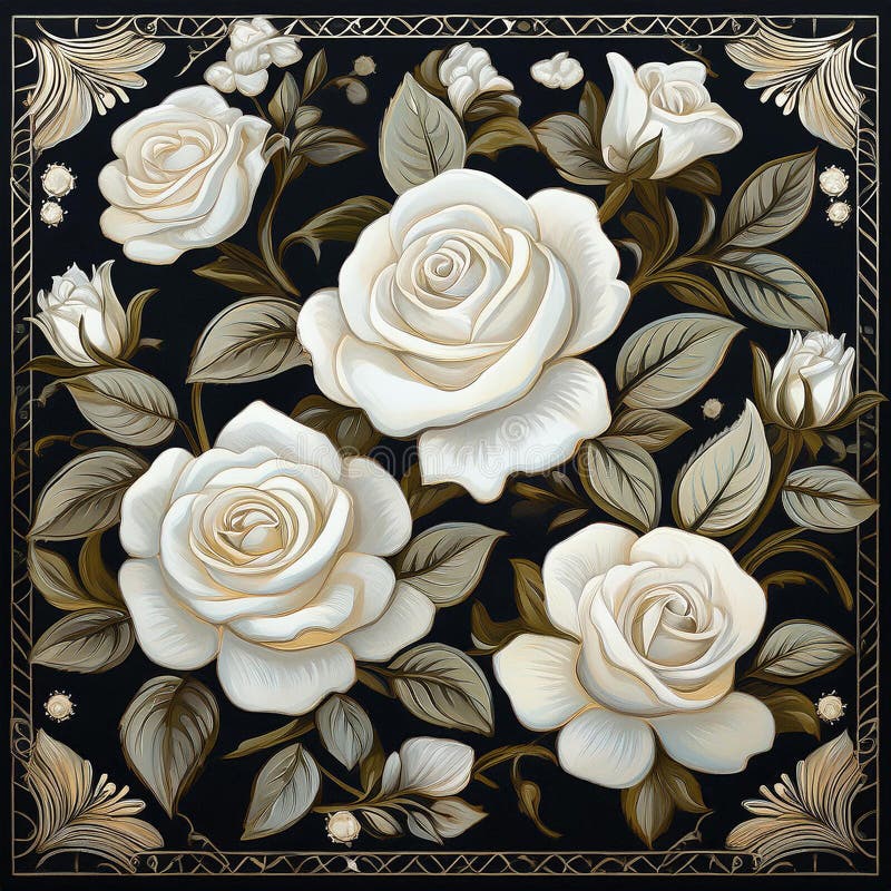 Rose and Bandana Pattern.Silk Scarf Design, Fashion Textile Stock ...