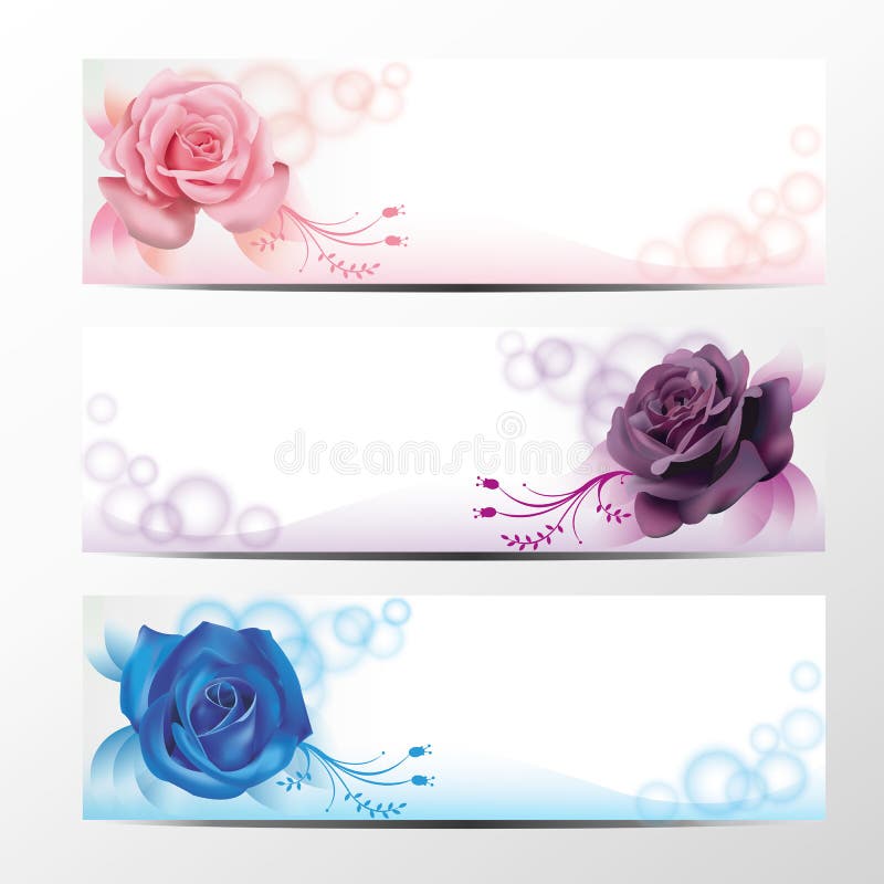 Rose banner collection 2 stock vector. Illustration of blooming - 28076859