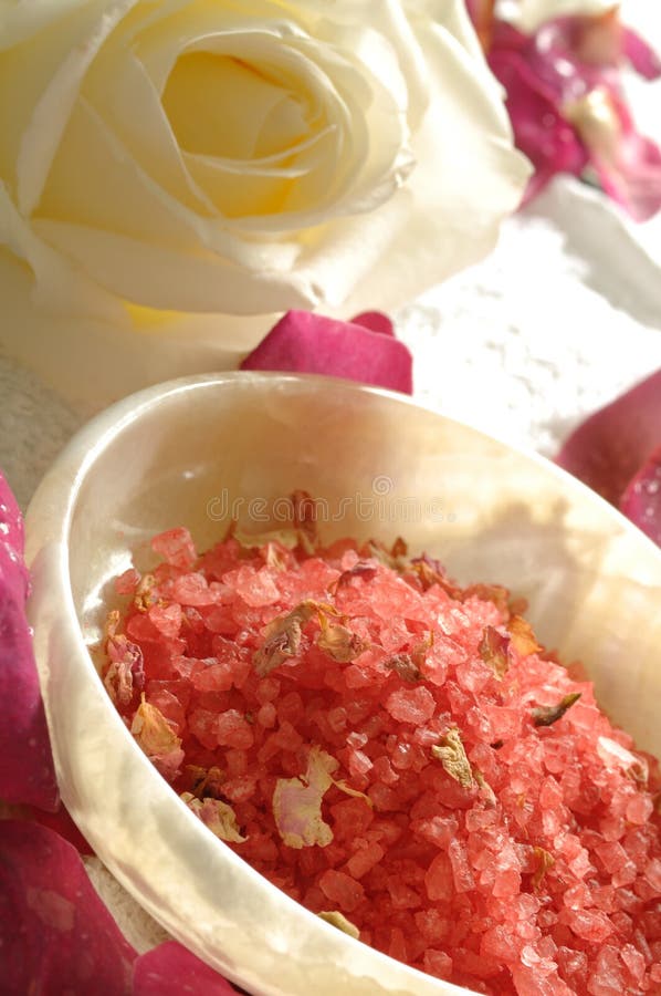 Rose Bath Salt stock image. Image of luxury, salt, aromatherapy - 10900231