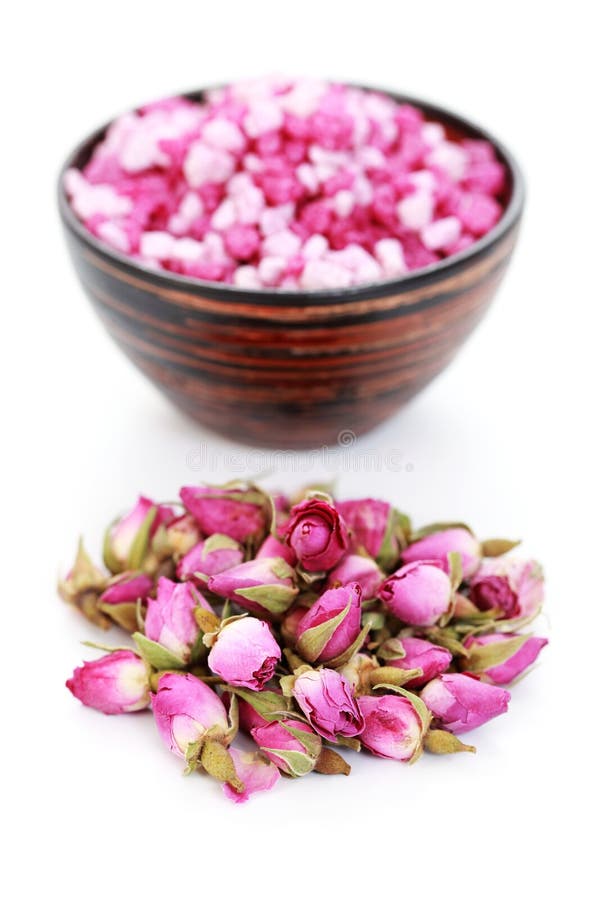 Rose bath salt stock image. Image of toiletries, aromatherapy - 12217633