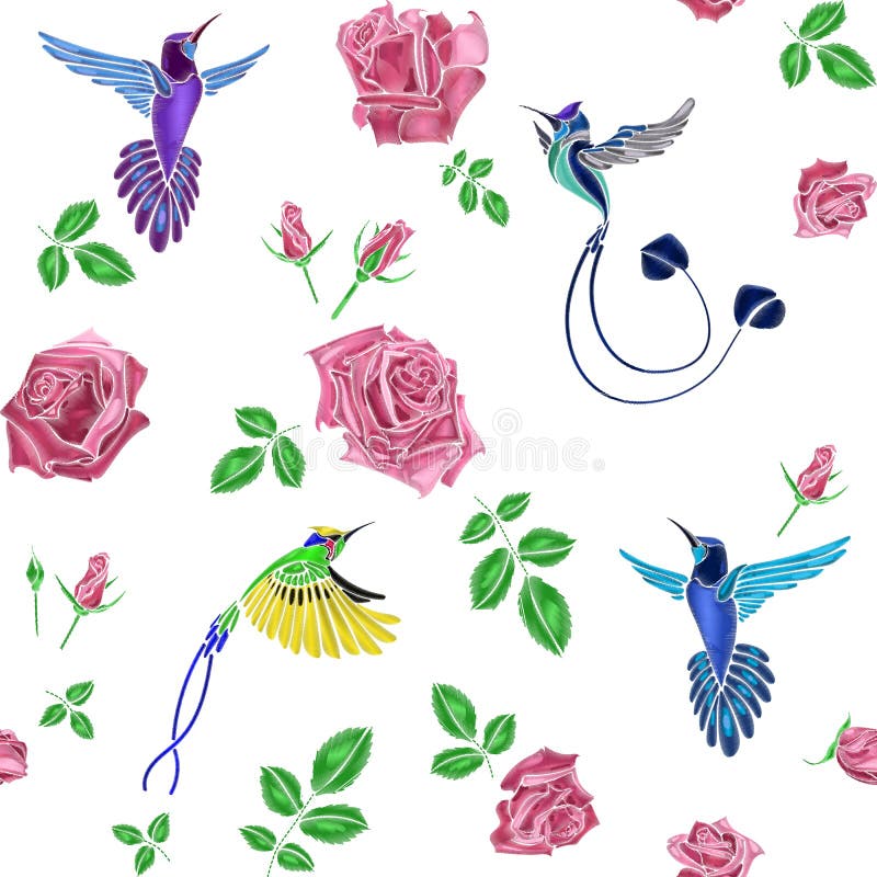 Rose and bird embroidery stock vector. Illustration of rose - 82584614